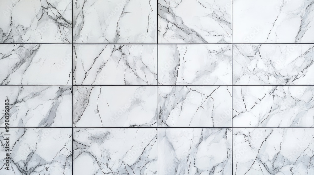 Elegant white marble tiles featuring subtle gray veins, offering a ...