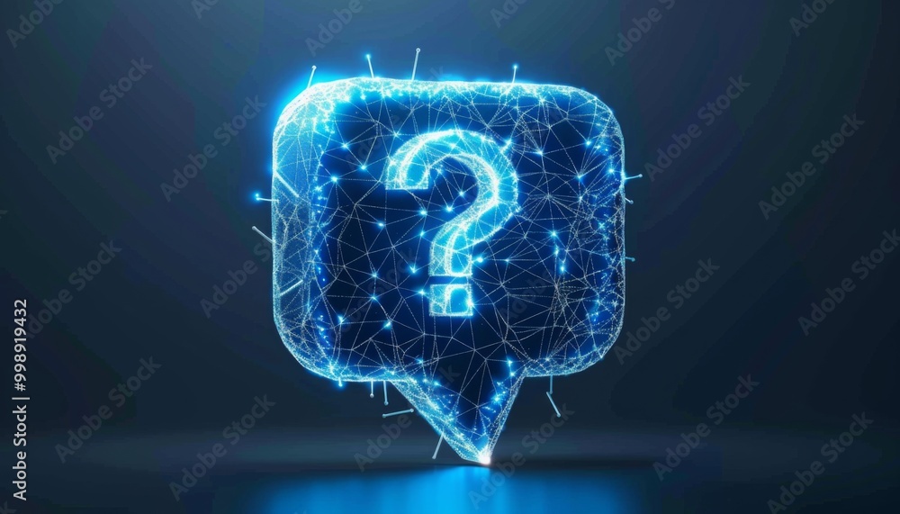 Chat message bubble with question mark icon in low poly design ...