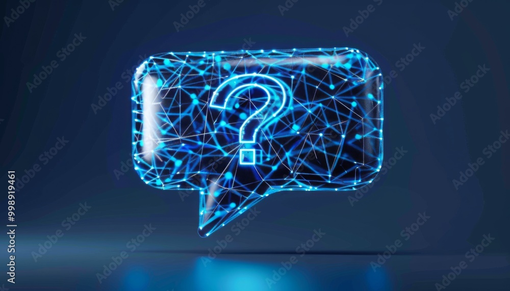 Chat message bubble with question mark icon in low poly design ...