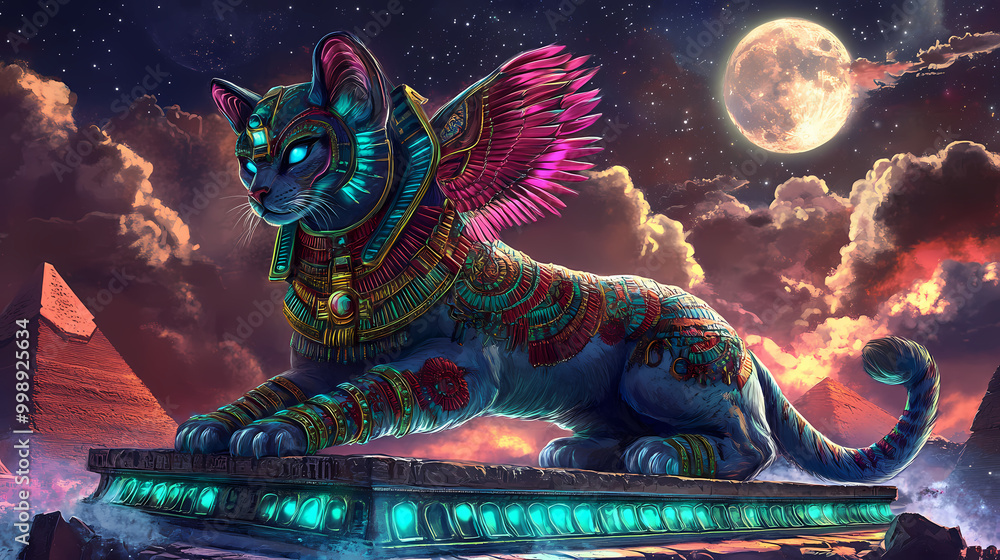 A fantasy version of ancient egypt where the sphinx comes to life under ...