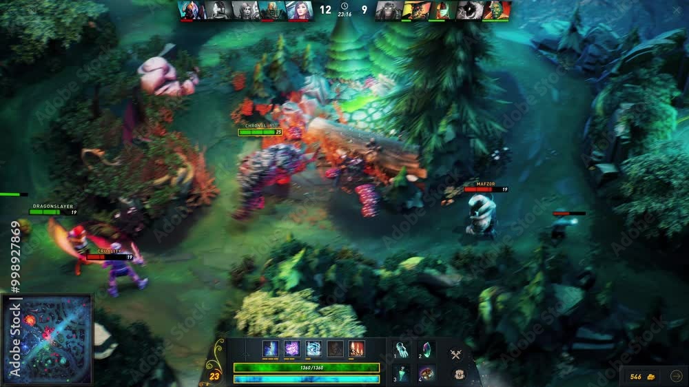 Mockup Gaming Online Match Playable Hero Battles Against Enemy Team And ...