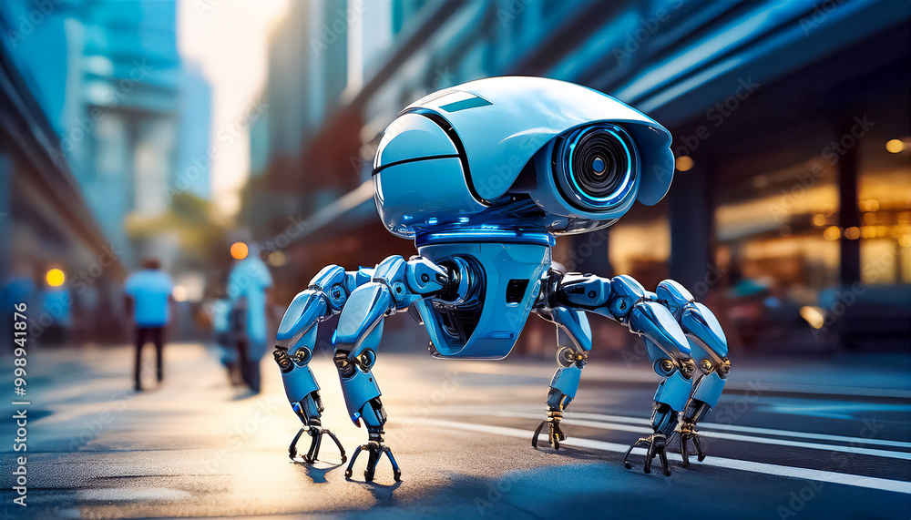 CCTV camera with artificial intelligence in android style robot with ...