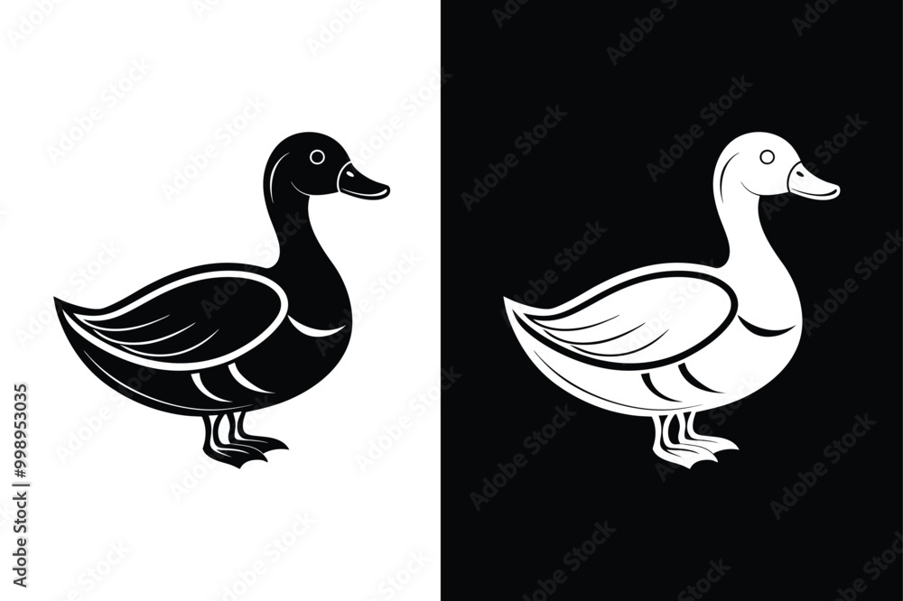 Simple duck icon design template vector ,Duck Icon on Black and White ...