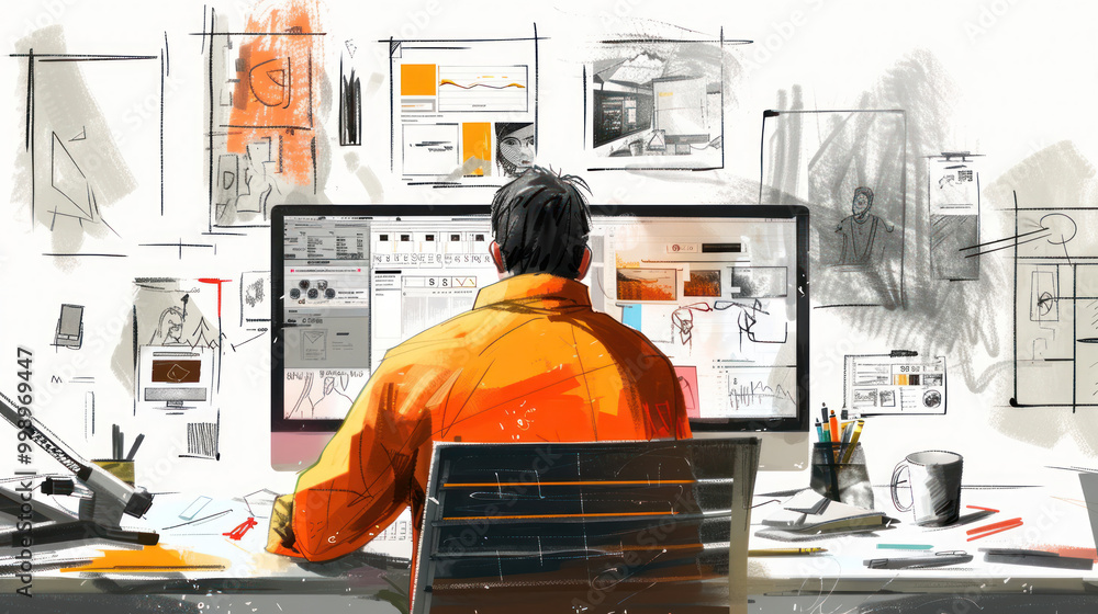 A visual of the design process for an advertising campaign, from ...