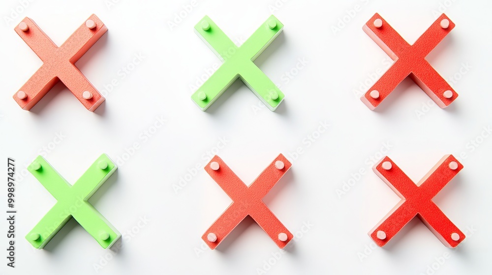 Green checkmark and red cross symbols on a white background. These ...