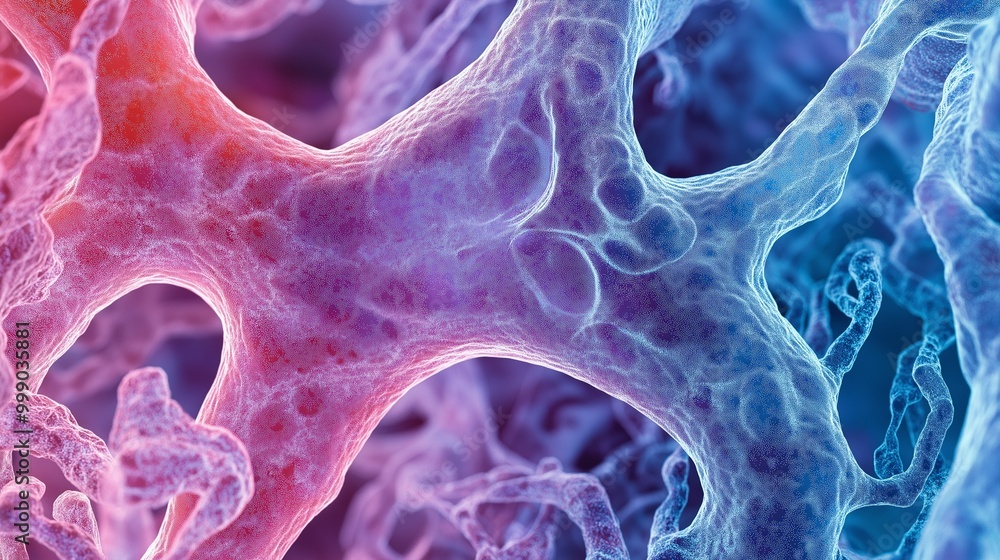 healthy lung tissue, displaying its alveoli and capillaries Stock Photo ...