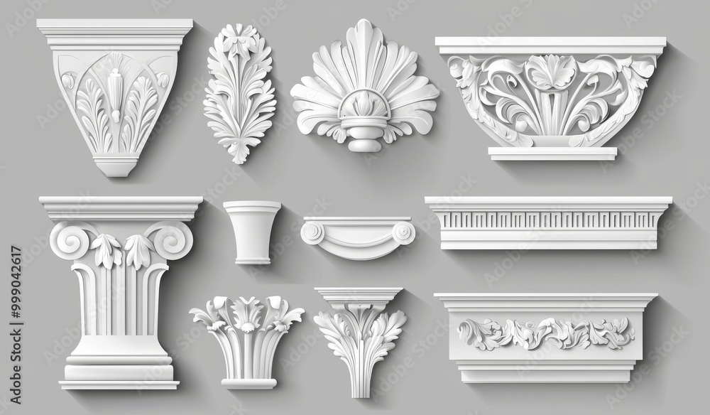 Modern white seamless baseboards illustration with white skirt and ...