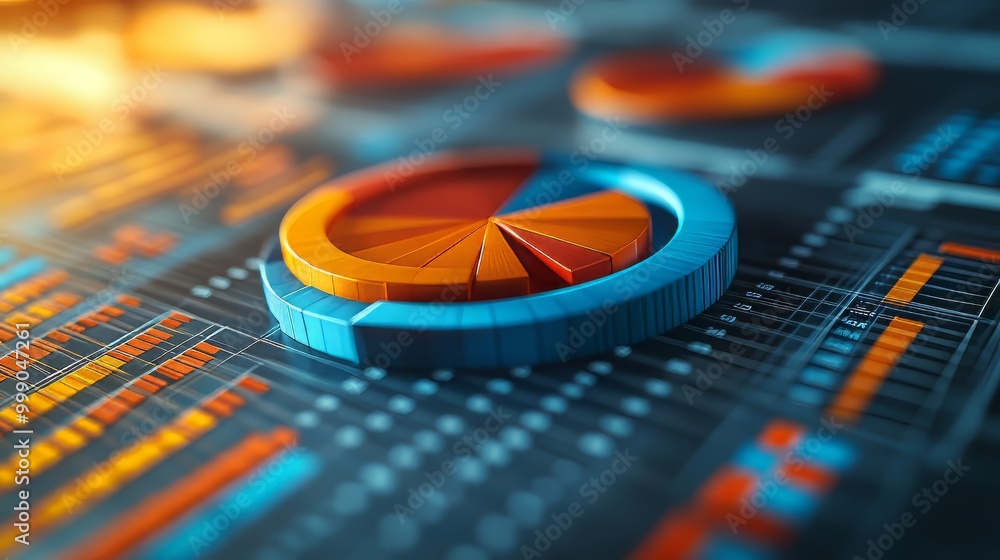 In-depth business analysis captured through vibrant pie charts and bar ...