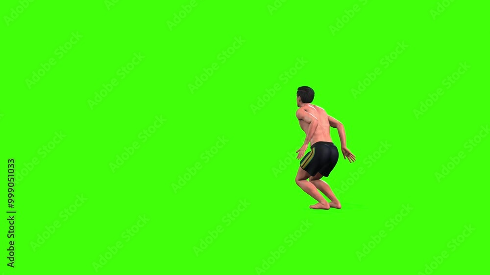 4k animation of a handsome and healthy boy warming up his body jumping ...