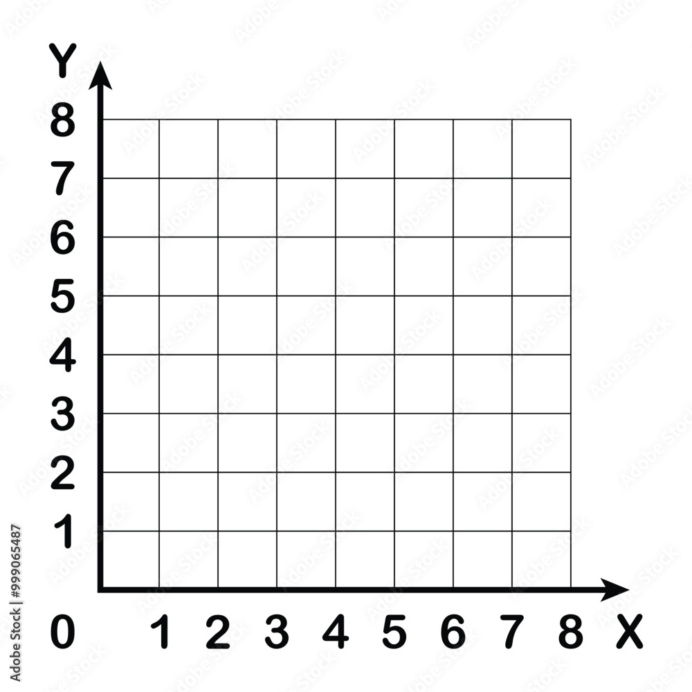 The Cartesian coordinate system in geometry. Mathematical graph. Grid ...