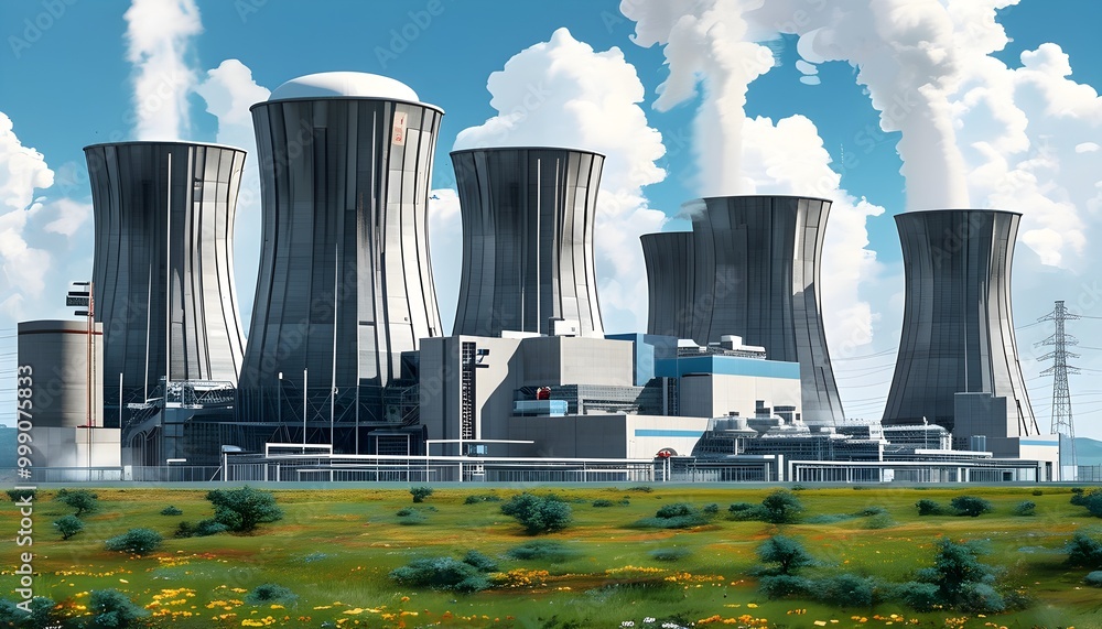 Industrial landscape of a radioactive waste disposal facility and ...