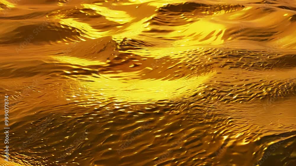 Liquid gold metal cascades in elegant waves, creating a stunning visual ...