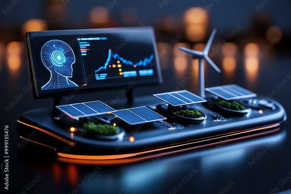 Futuristic energy control system for a renewable energy grid, where AI ...