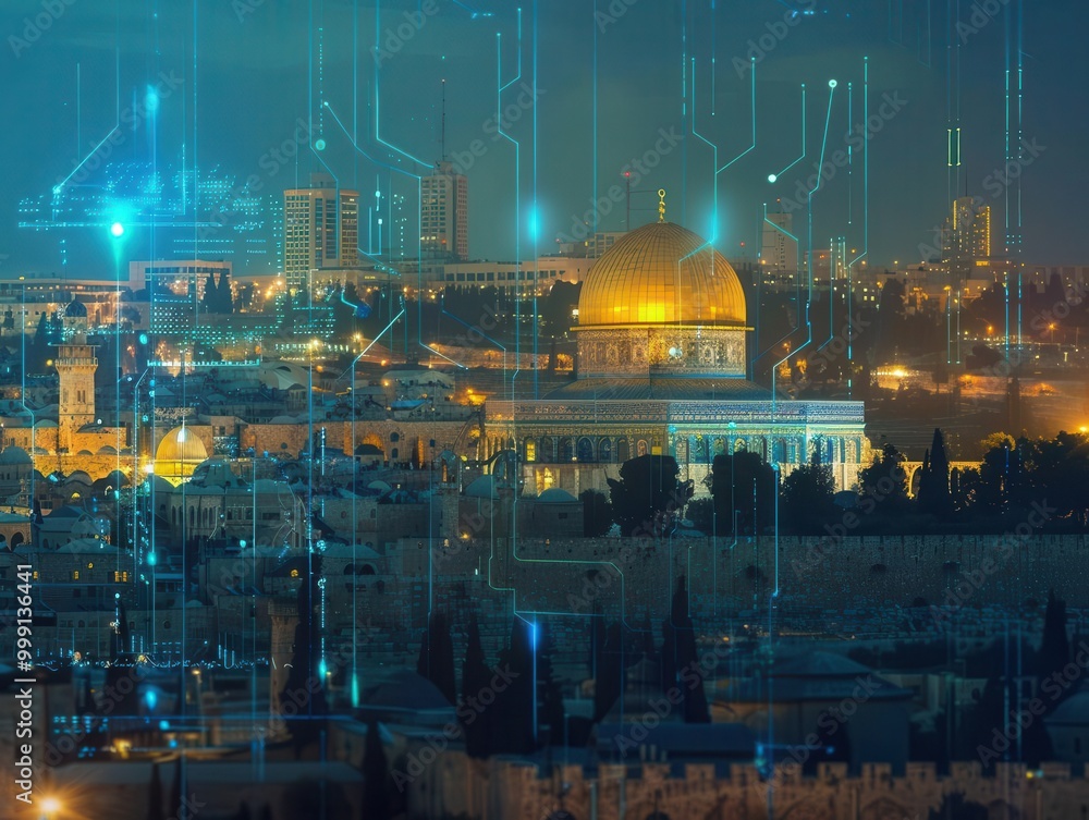 ethereal view of jerusalem at twilight blending ancient architecture ...