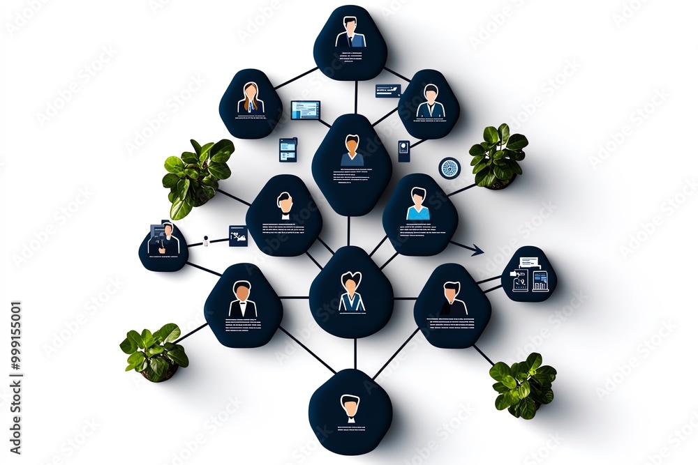 Minimal corporate structure diagram, showing simple lines and icons ...