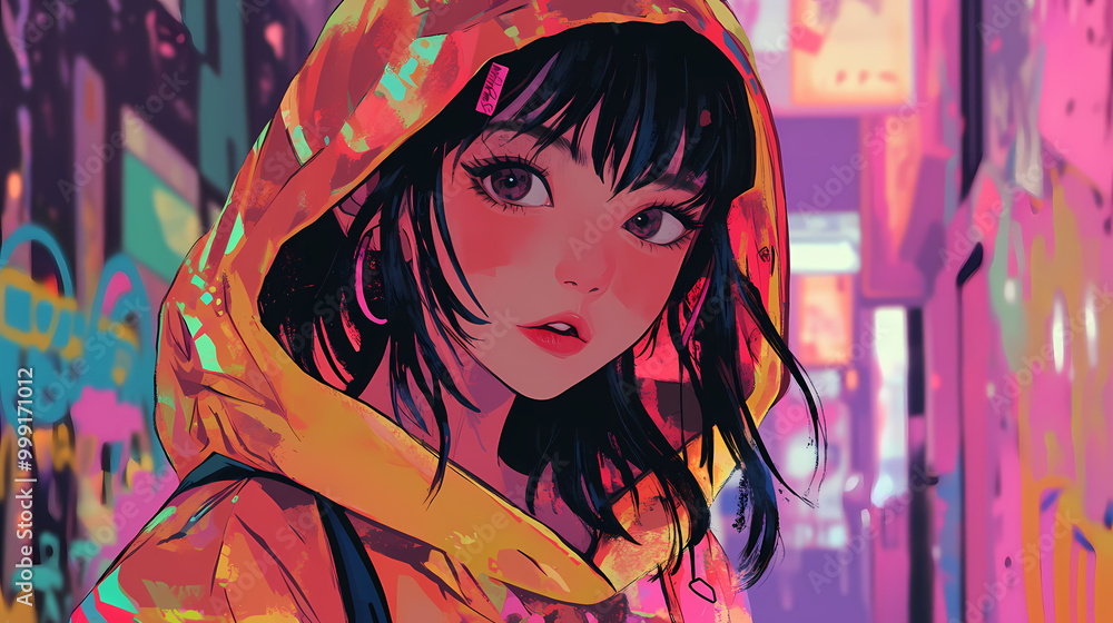 Beautiful anime girl, graffiti artist. generative ai. Anime Style ...