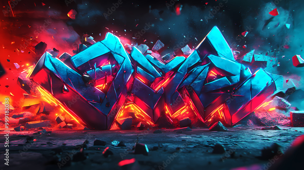 Essence word blue color graffiti 3d wildstyle redd triangle handstyle ...