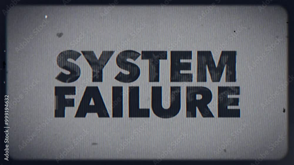 Old style film frame with a system failure text message animation ...