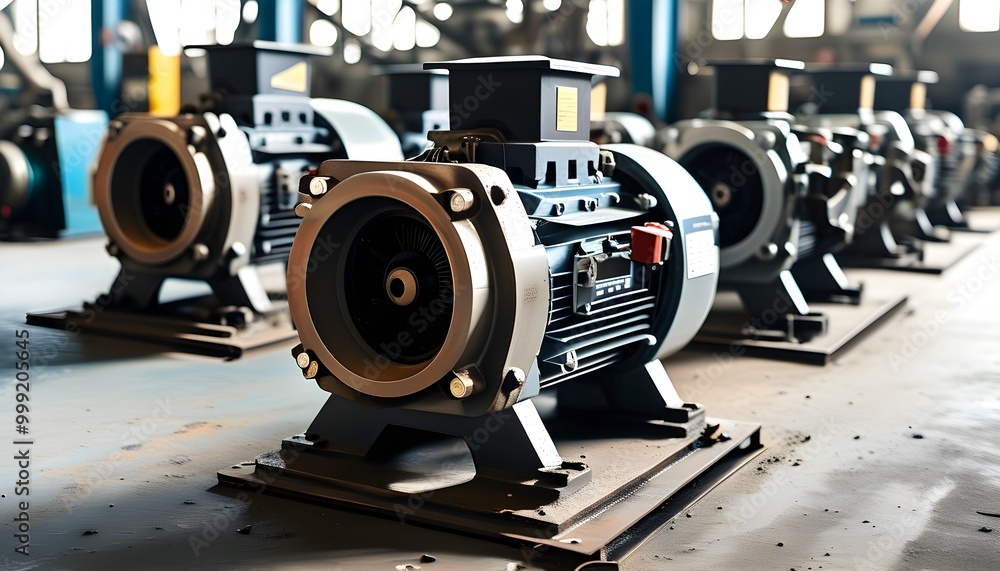 Asynchronous industrial electric motor powering a chemical centrifugal ...
