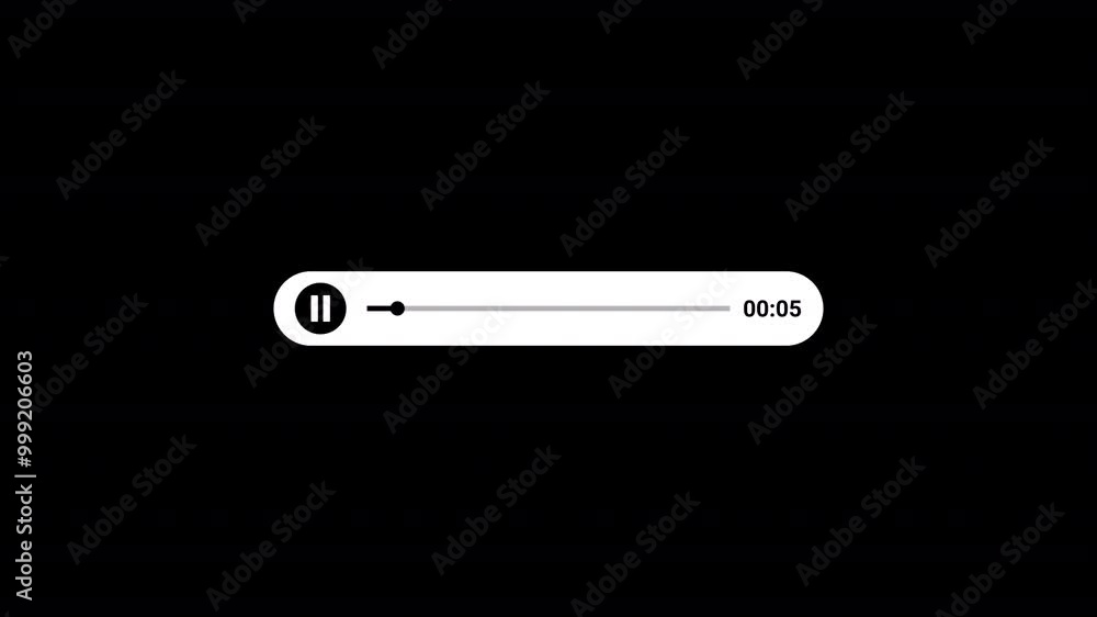 Audio music timeline bar moving with track on transparent background ...