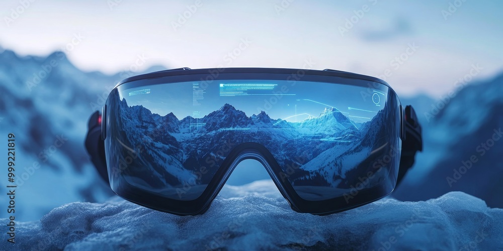 Futuristic wearable tech displaying real-time holograms of mountain ...