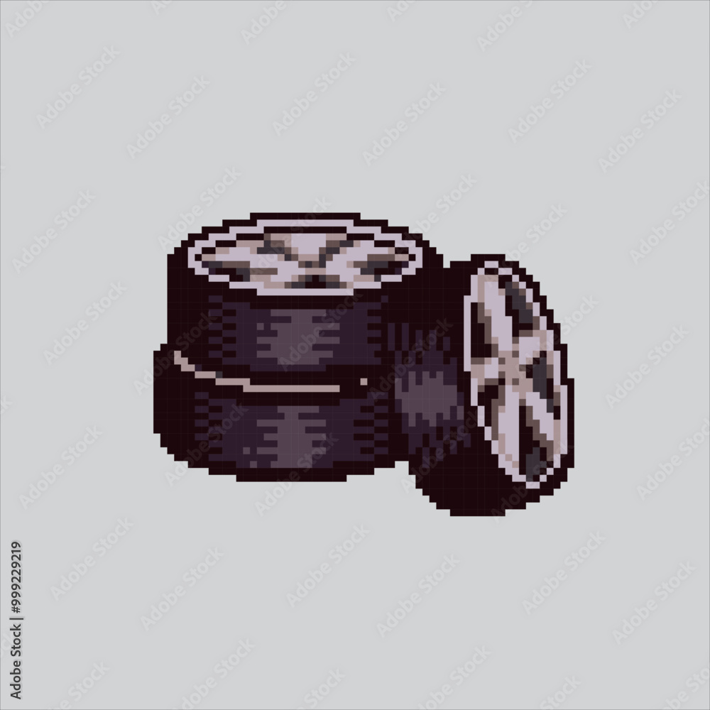 Pixel art illustration Car tire. Pixelated wheels. Car Wheels tire ...