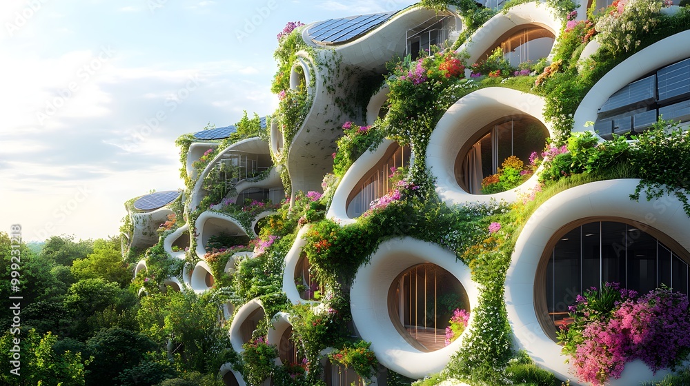 A breathtaking depiction of living architecture, showcasing buildings ...