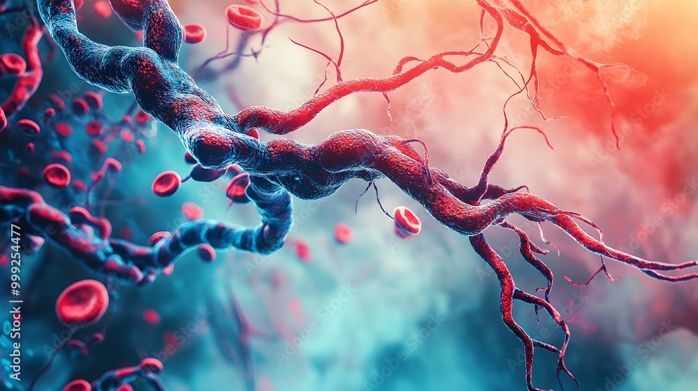 A highly detailed medical showcasing the intricate network of ...