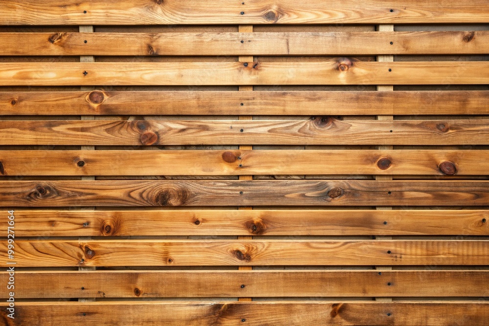 Natural wooden slat wall background with horizontal gaps, rustic ...