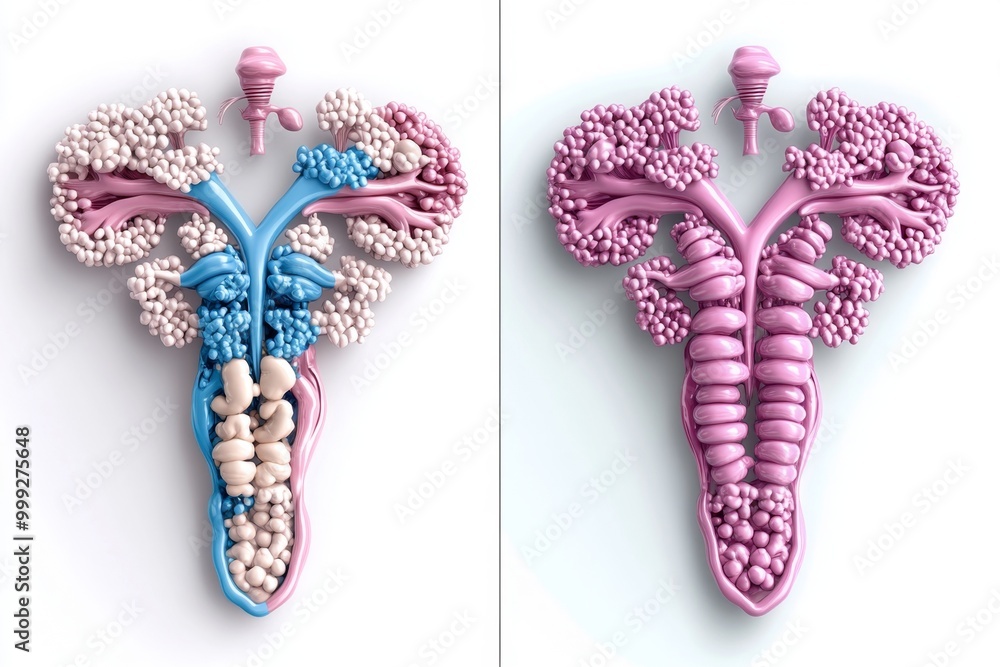 Illustration comparing the male and female reproductive systems ...