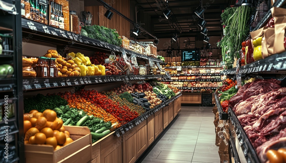 Grocery Store Produce. Fresh Produce Section. Farmers Market Stall ...