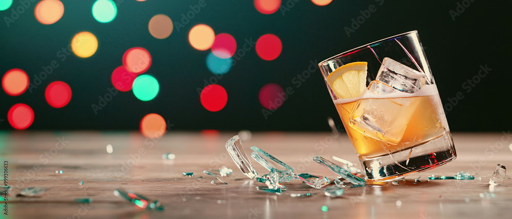 broken cocktail glass on dance floor creates vibrant scene Stock ...