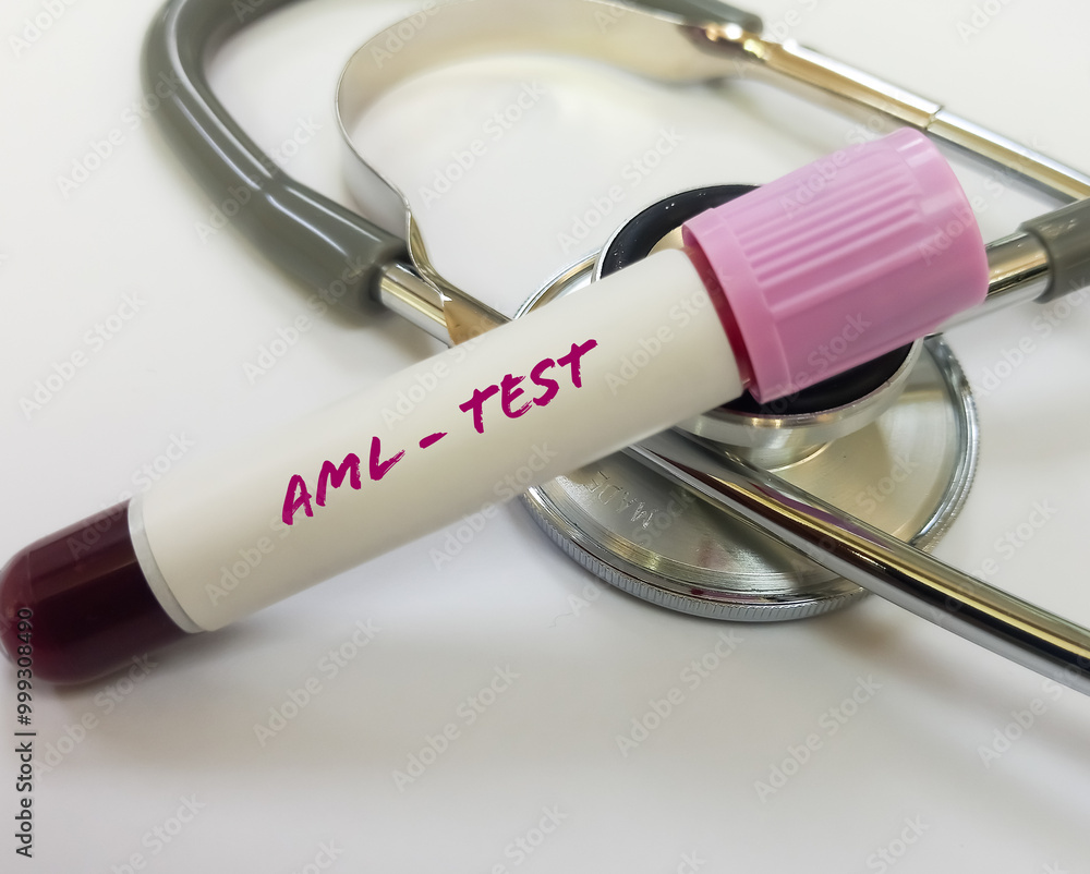 Blood sample for Acute myeloid leukemia (AML) test. It is a rare cancer ...