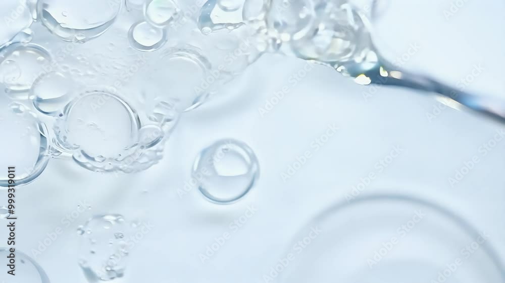Highquality 4K macro footage showing transparent bubble clusters ...