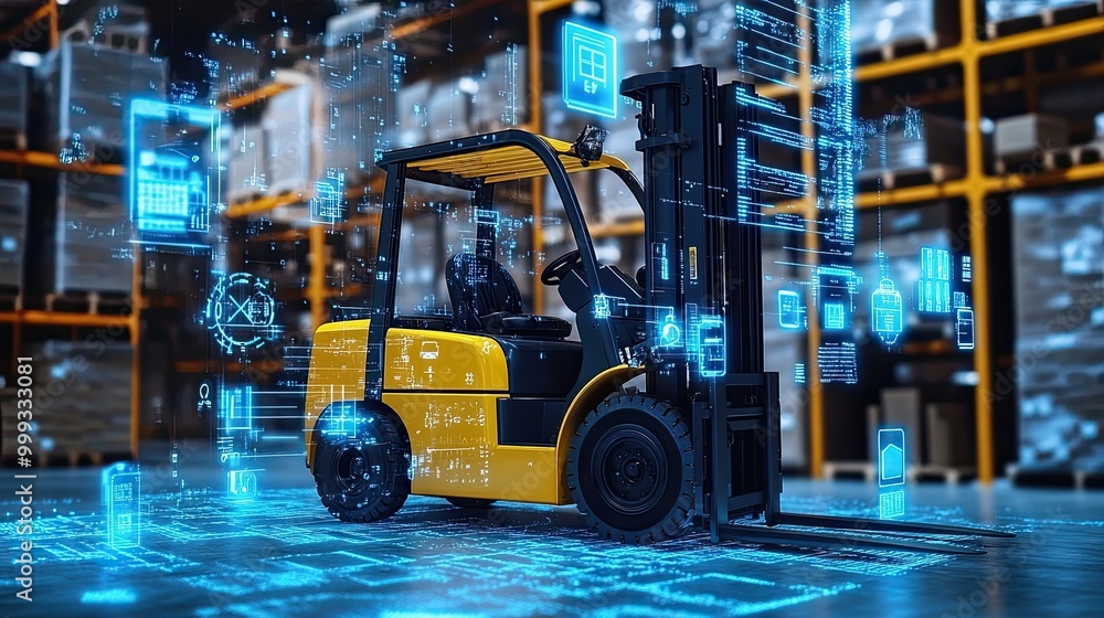 Forklift with Digital Technology: Modern data tracking solution with a ...