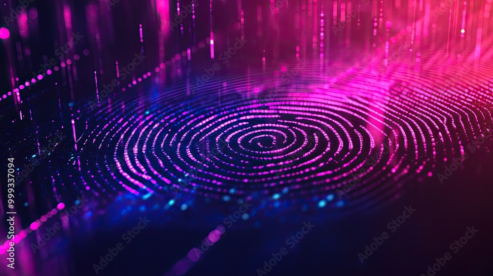 Innovative Technology Background with Glowing Fingerprint Pattern ...