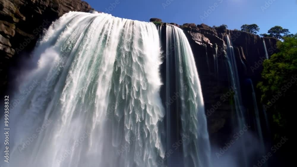 A rare phenomenon where moonlight creates a rainbow (moonbow) over a ...