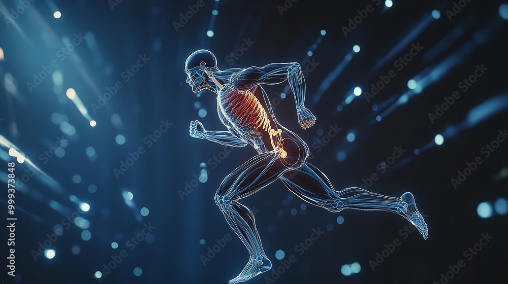 concept of orthopedic technique and joints, graphics of a running ...