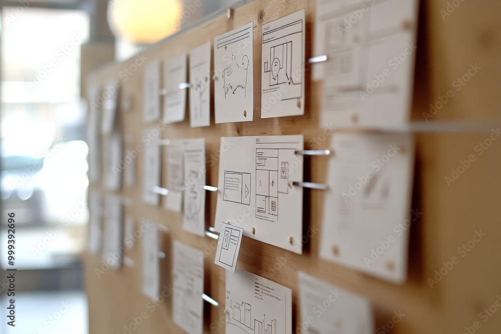 A UX design process visualized by wireframes, user flow charts, and ...