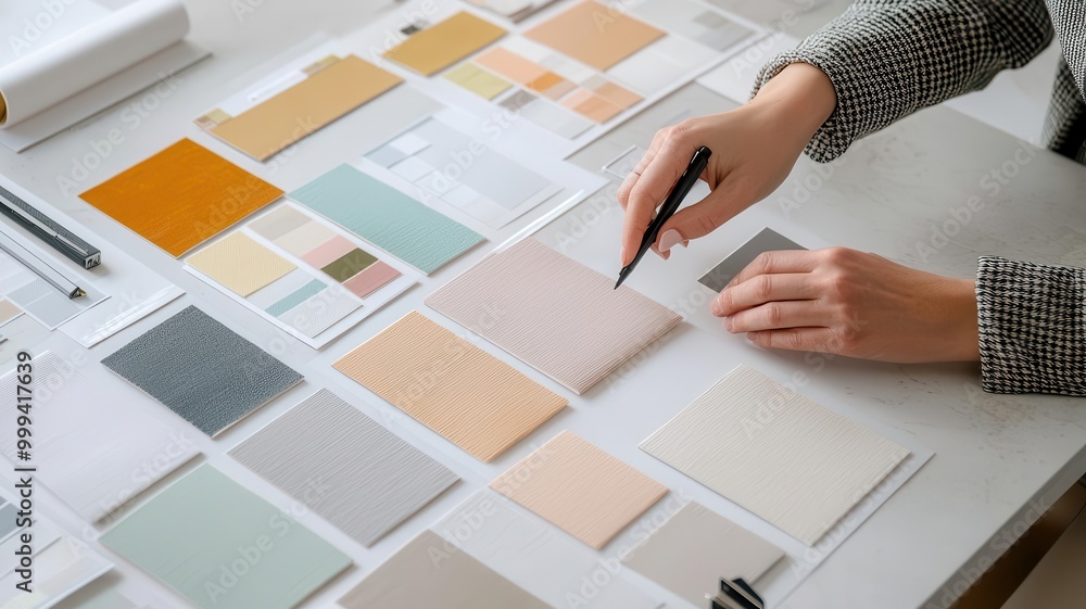 Designers comparing different logo fonts on mood boards, discussing ...