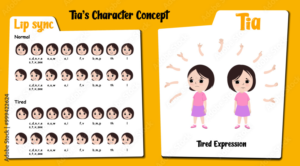 Vetor de A tired girl cartoon character AKA Tia, little girl cartoon ...