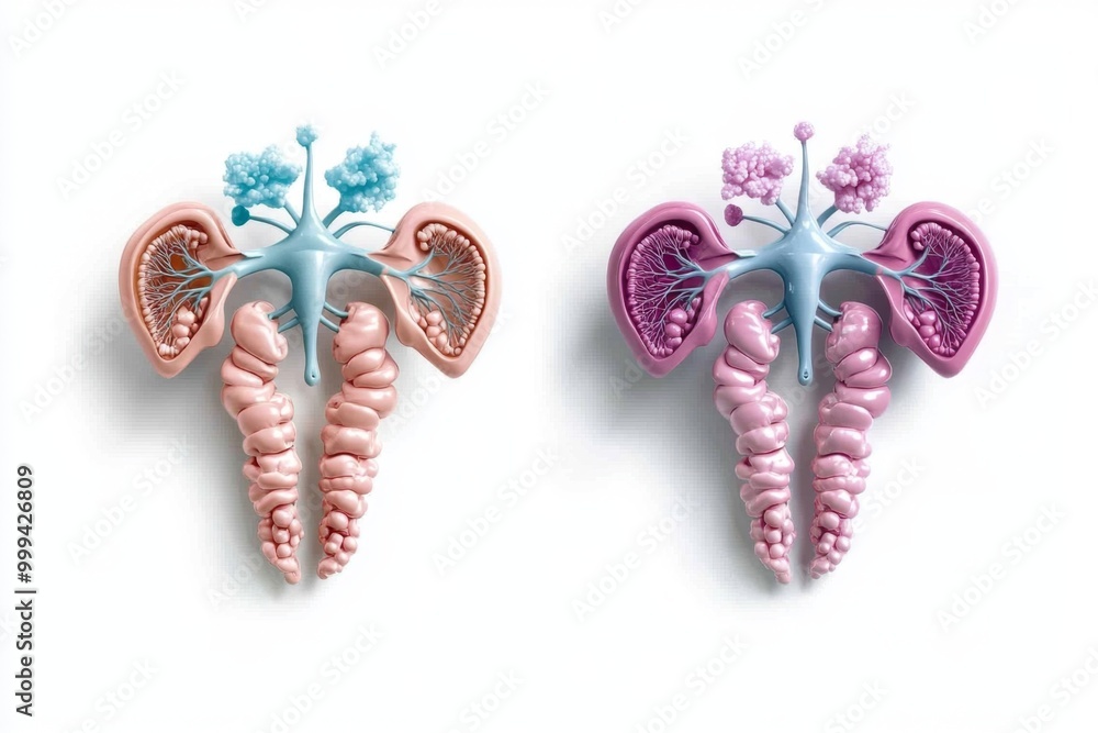 Illustration comparing the male and female reproductive systems ...