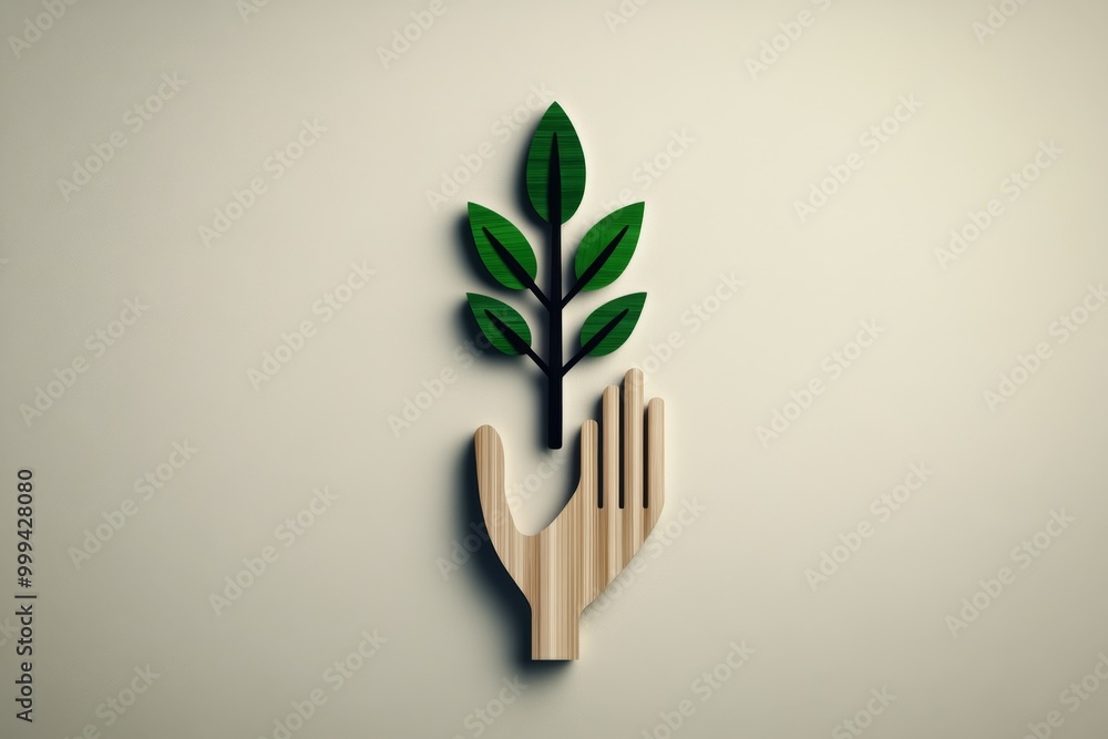 Minimalist plant and hand icon, showing the connection between healing ...