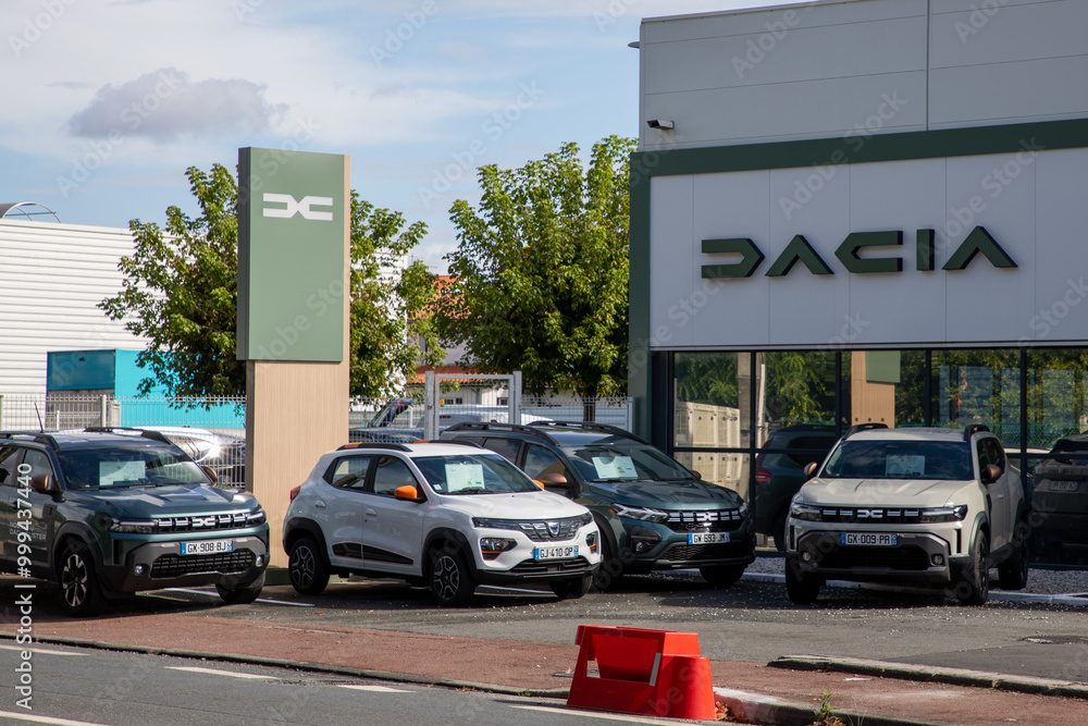 Dacia sign brand and text logo car dealership facade entrance shop of ...