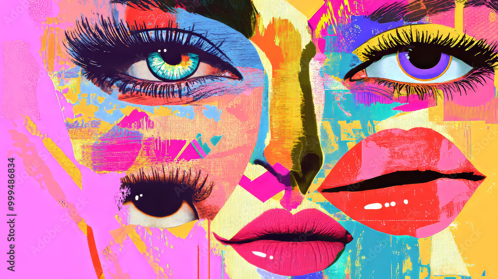 Cool art collages featuring half-faces in a fun, abstract style. They ...