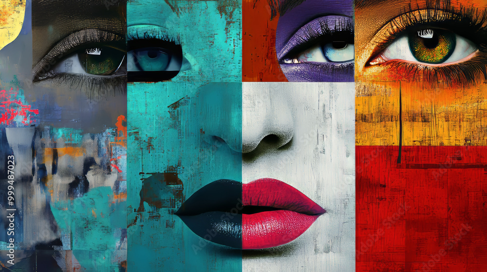 Cool art collages featuring half-faces in a fun, abstract style. They ...