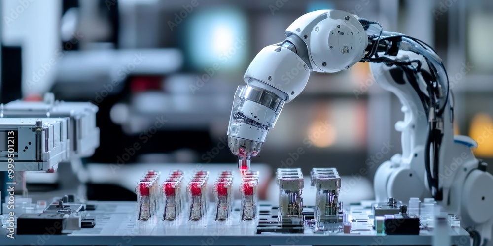 a robot learning environment, featuring neural networks being trained to perform complex tasks ...