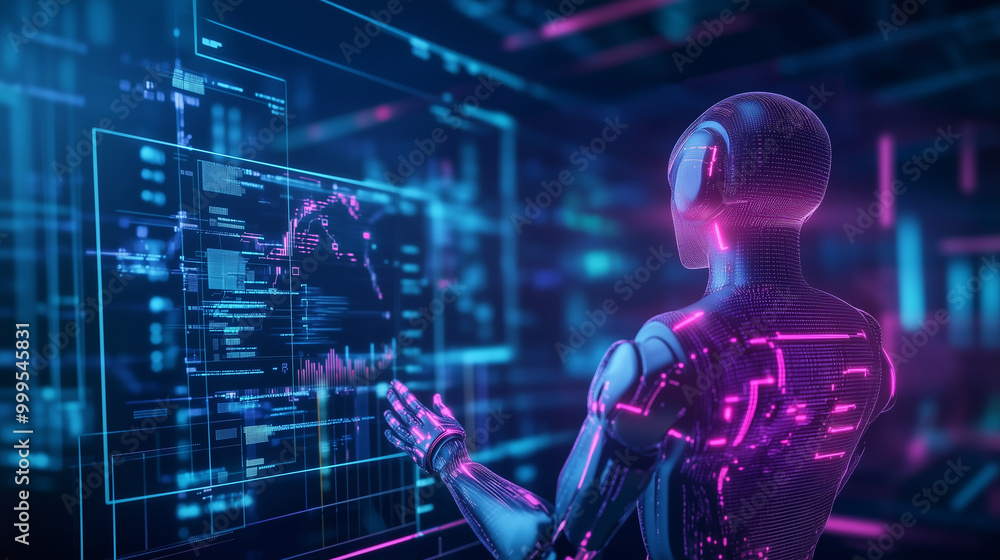 A detailed visualization of AI automating processes across multiple ...