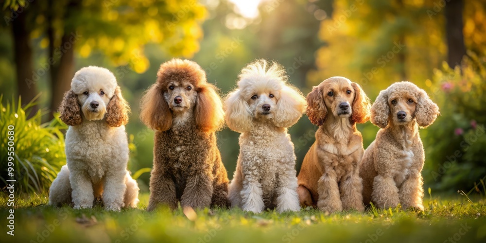 Adorable poodles captured in a stunning outdoor scene, showcasing their ...