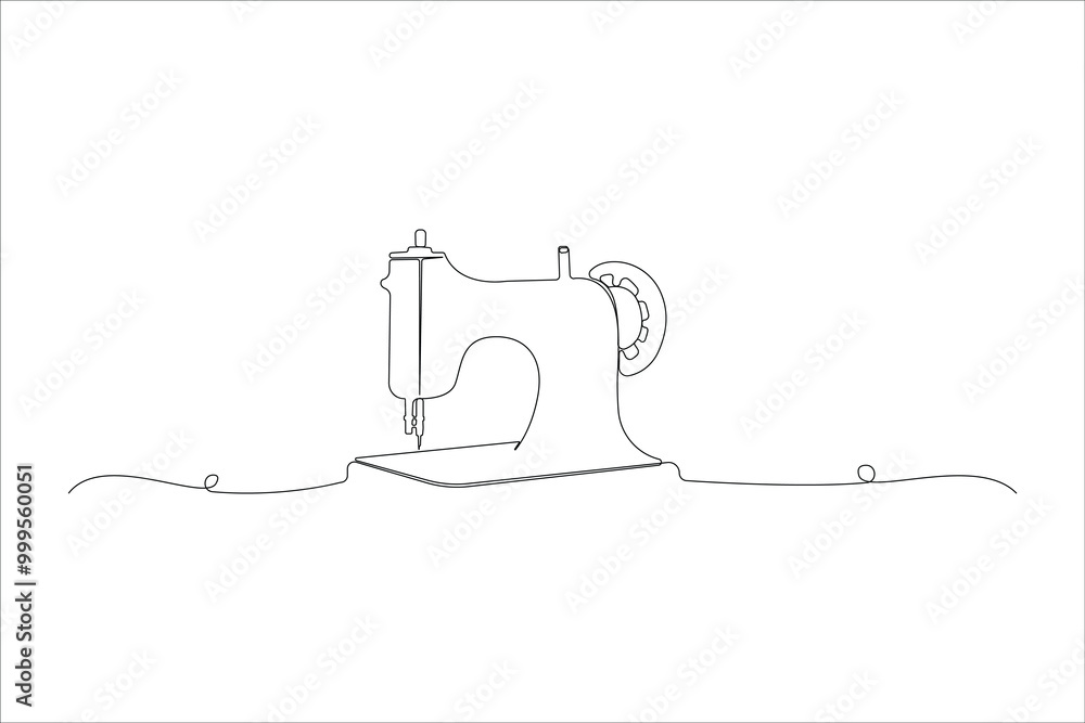 Continuous single-line art drawing of Sewing Machine. Old sewing ...
